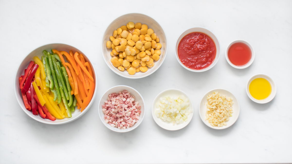 Stewed Gigante Beans with Pancetta Peperonata – Recette Magazine