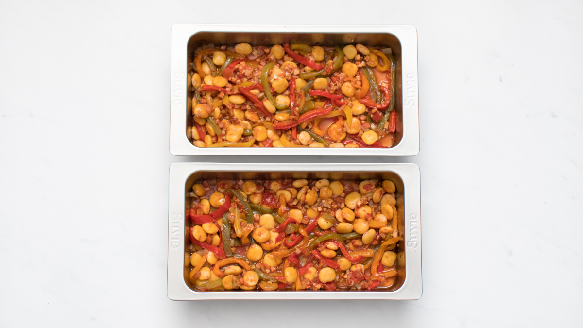 Stewed Gigante Beans with Pancetta Peperonata – Recette Magazine