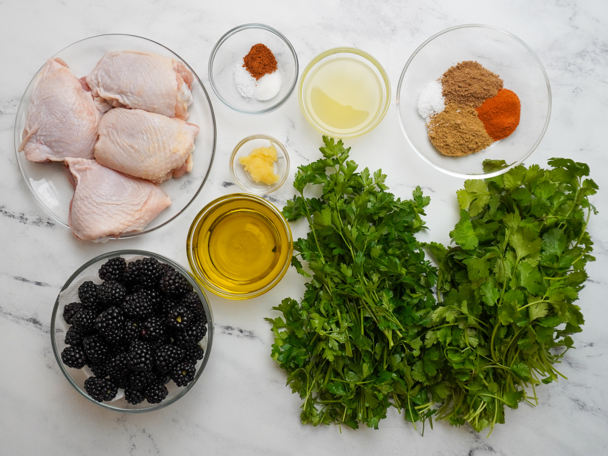 Chermoula Chicken Thighs with Roasted Blackberries – Recette Magazine