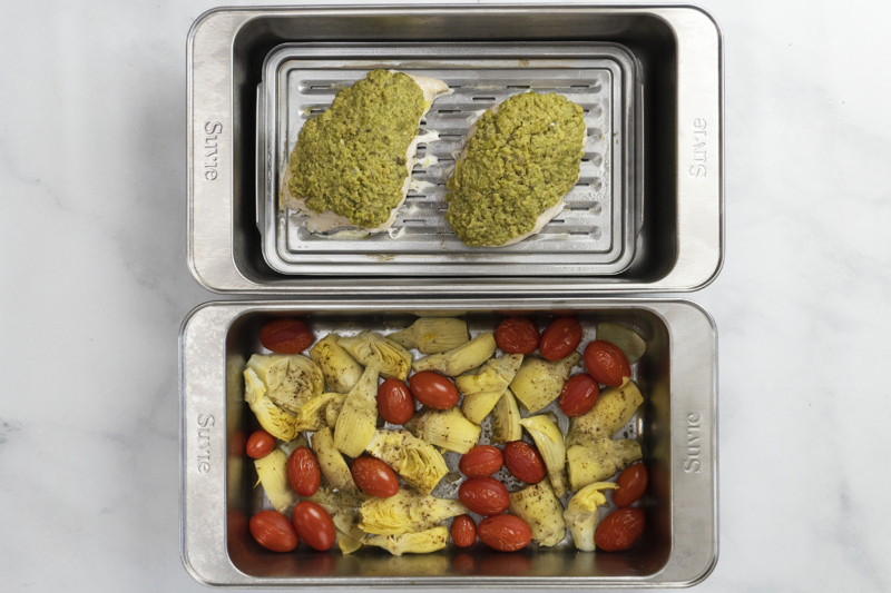 Green Olive Tapenade Chicken with Roast Vegetables – Recette Magazine