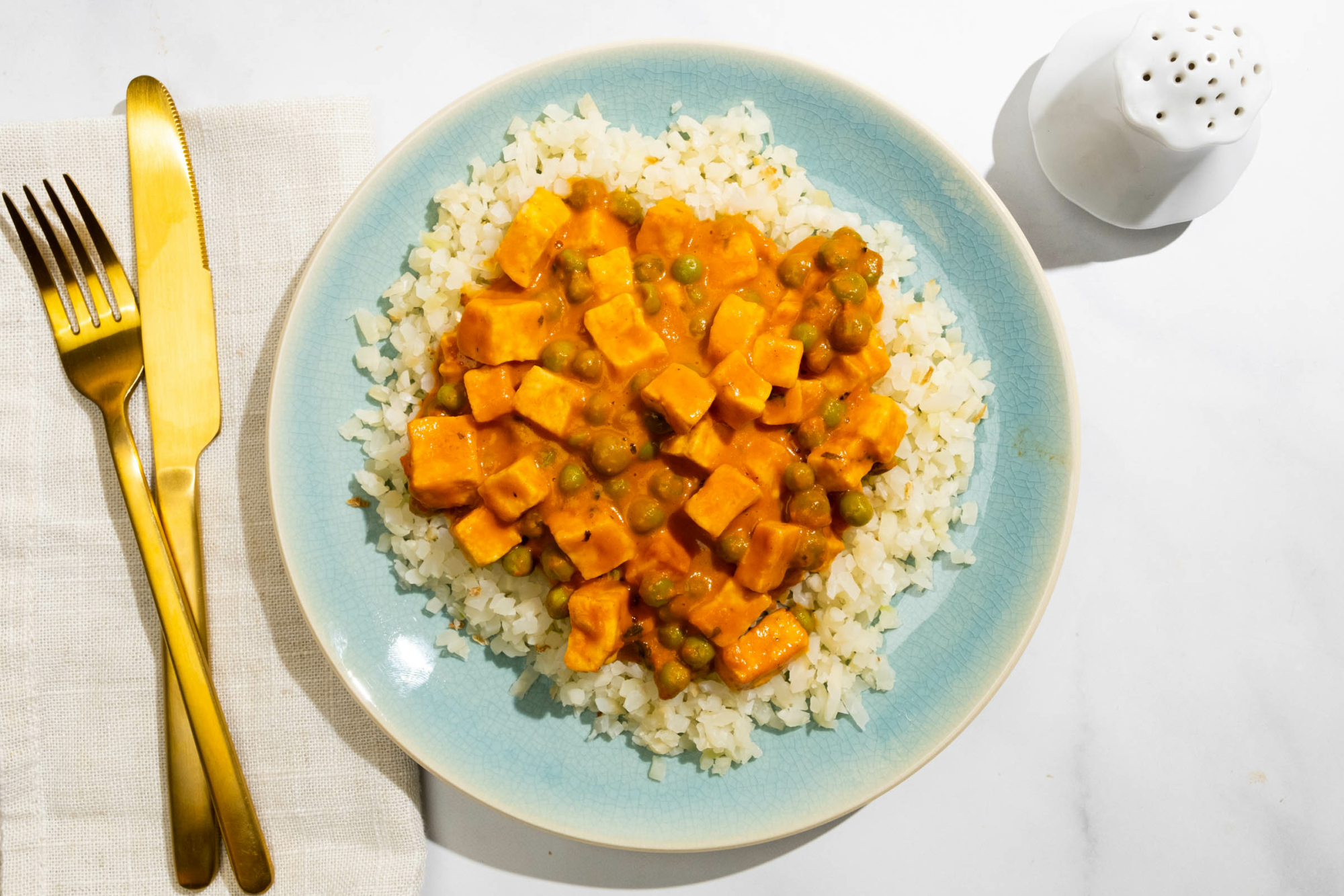 Meal Card: Mattar Paneer with Cauliflower Rice – Recette Magazine