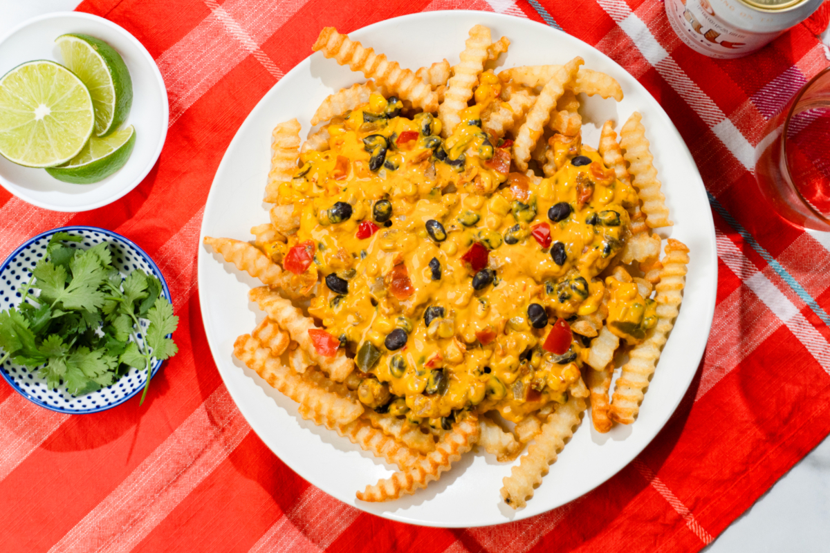 Meal Card: Loaded Nacho Fries with Black Beans & Corn – Recette Magazine