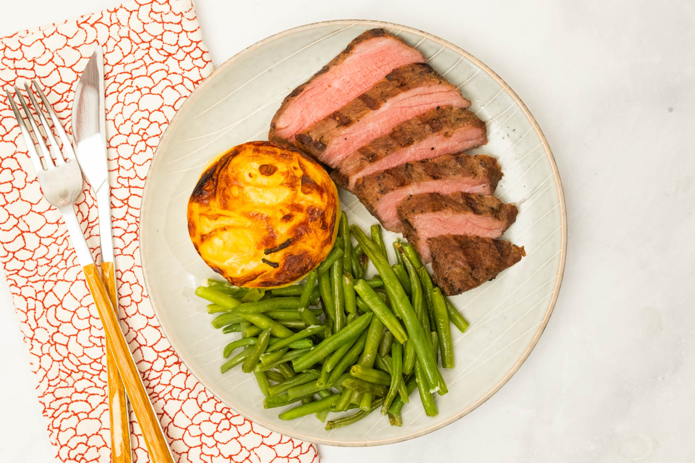 Meal Card: Classic Steak with Potato au Gratin & Green Beans – Recette ...